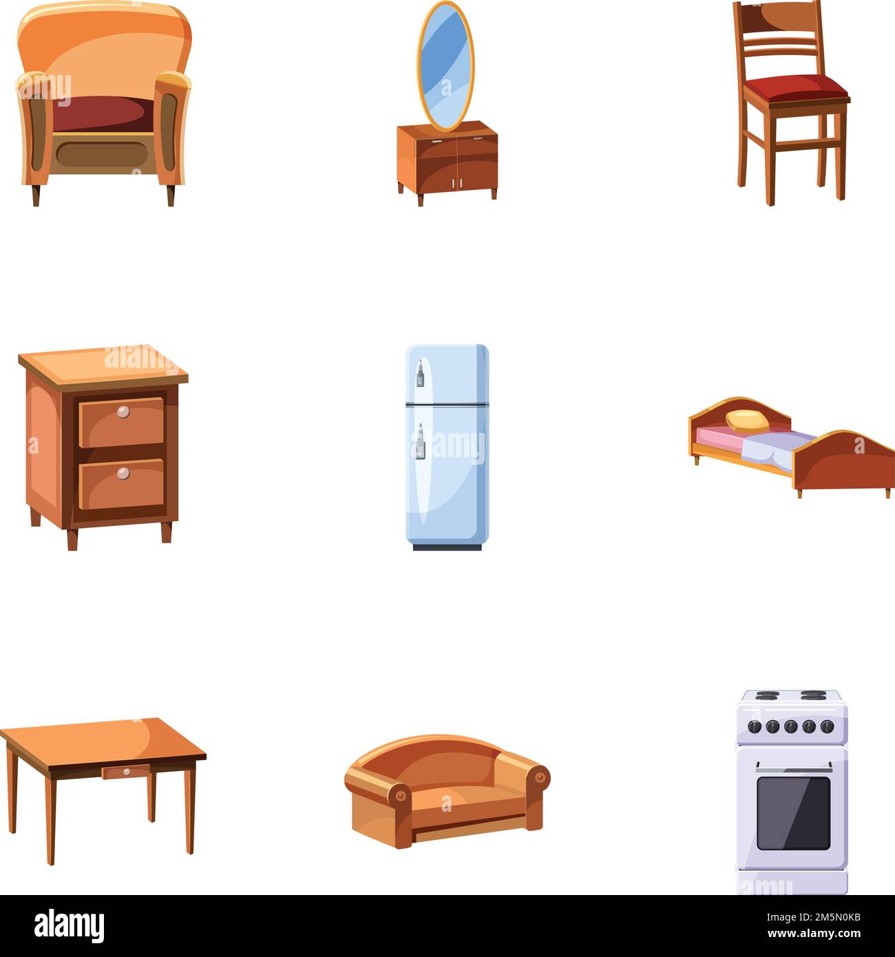 Home furnishings icons set. Cartoon illustration of 9 home furnishings ...