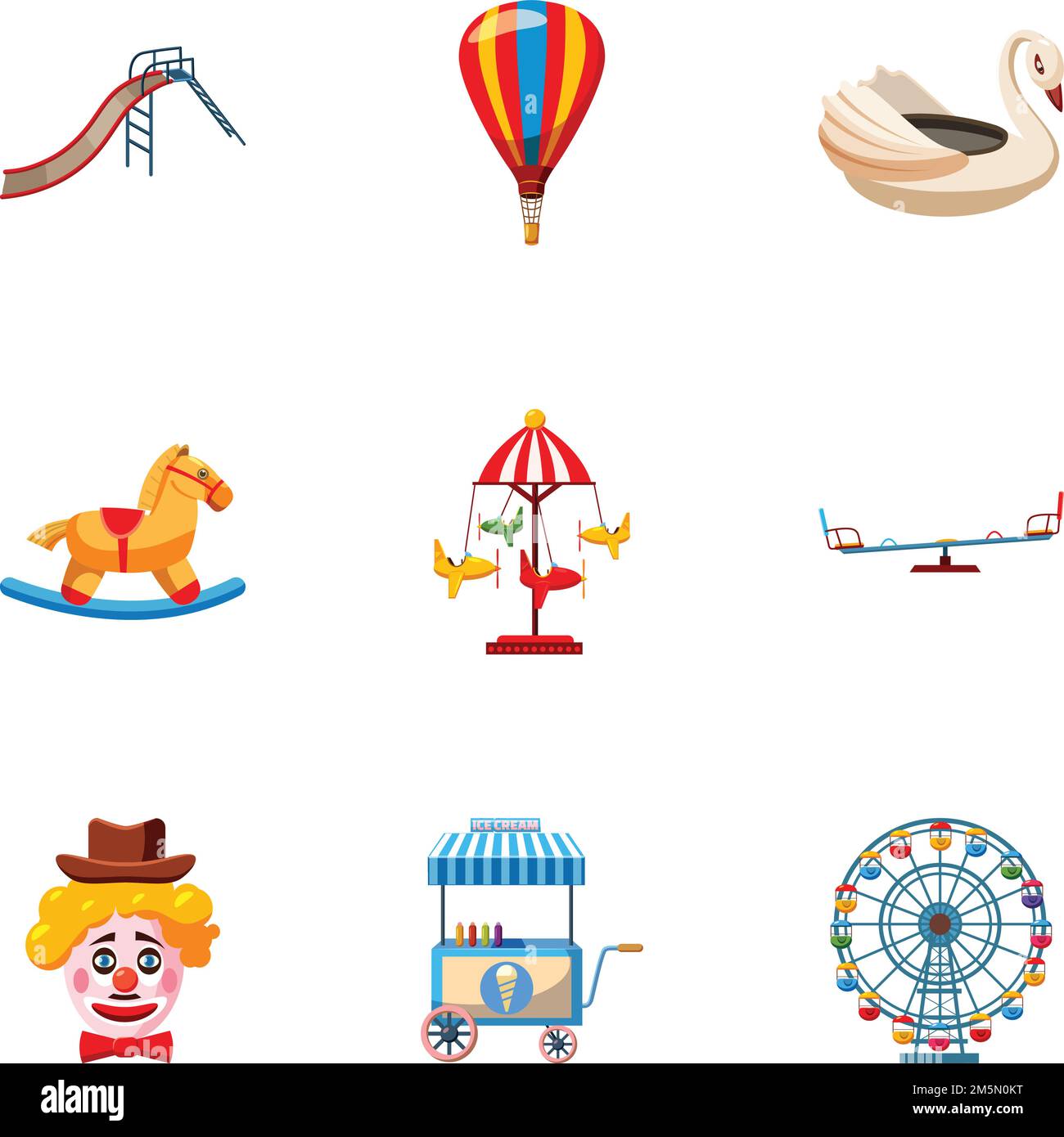 Entertainment for children icons set. Cartoon illustration of 9 ...