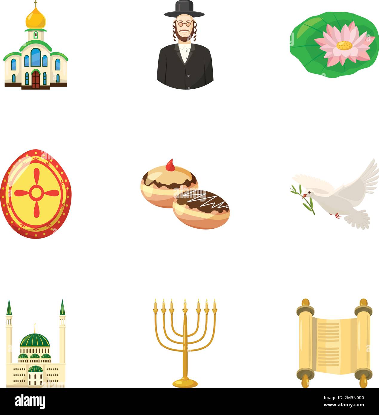 Religion icons set. Cartoon illustration of 9 religion vector icons for ...
