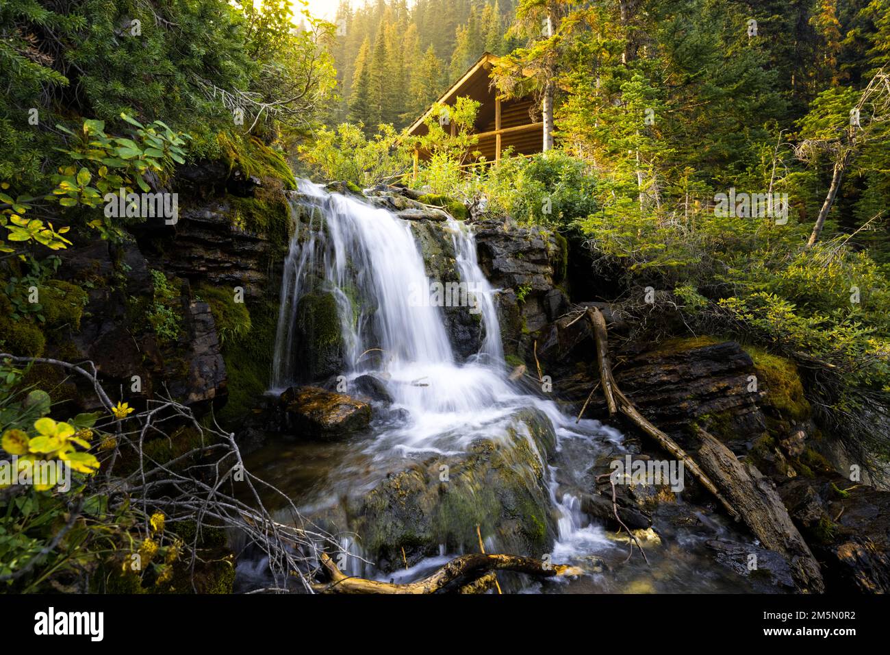 Waterfall at Lake Louise in Banff National Park, Alberta, Canada Stock ...