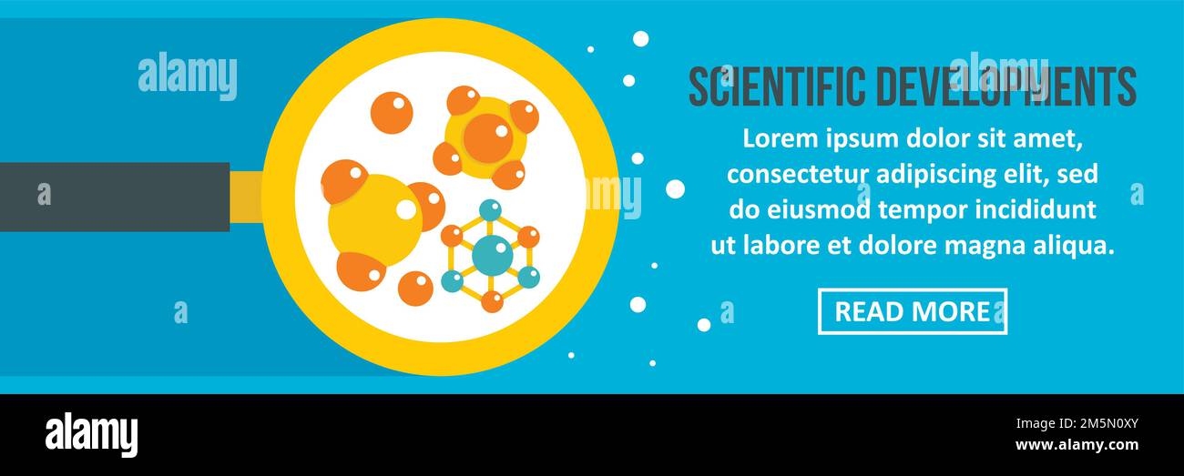 Scientific developments banner horizontal concept. Flat illustration of ...