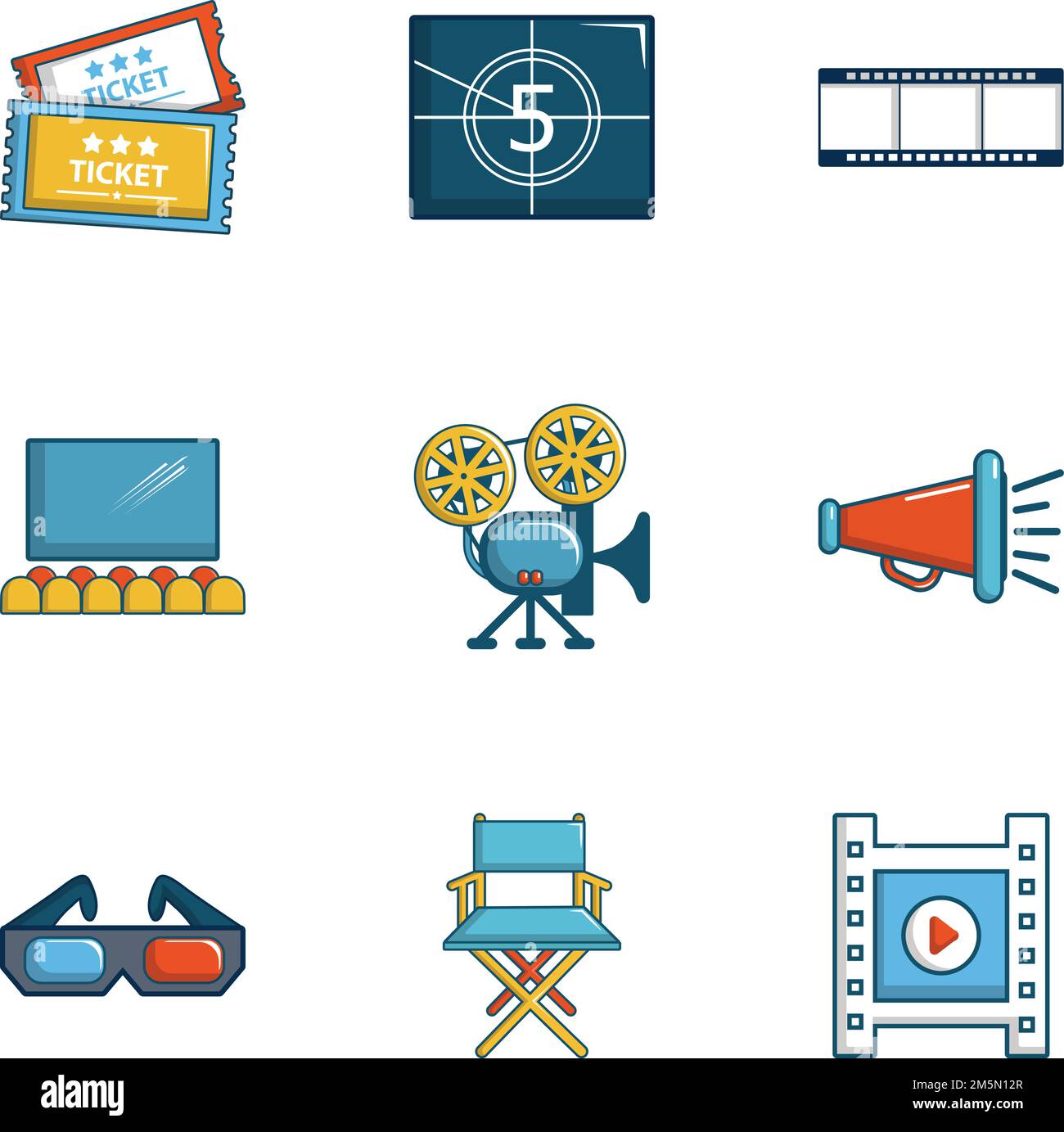 Cinema icons set. Cartoon set of 9 cinema vector icons for web isolated ...