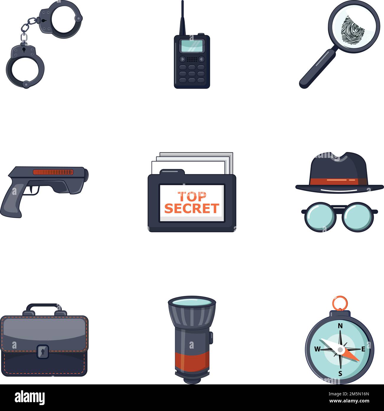 Detective icons set. Cartoon set of 9 detective vector icons for web ...