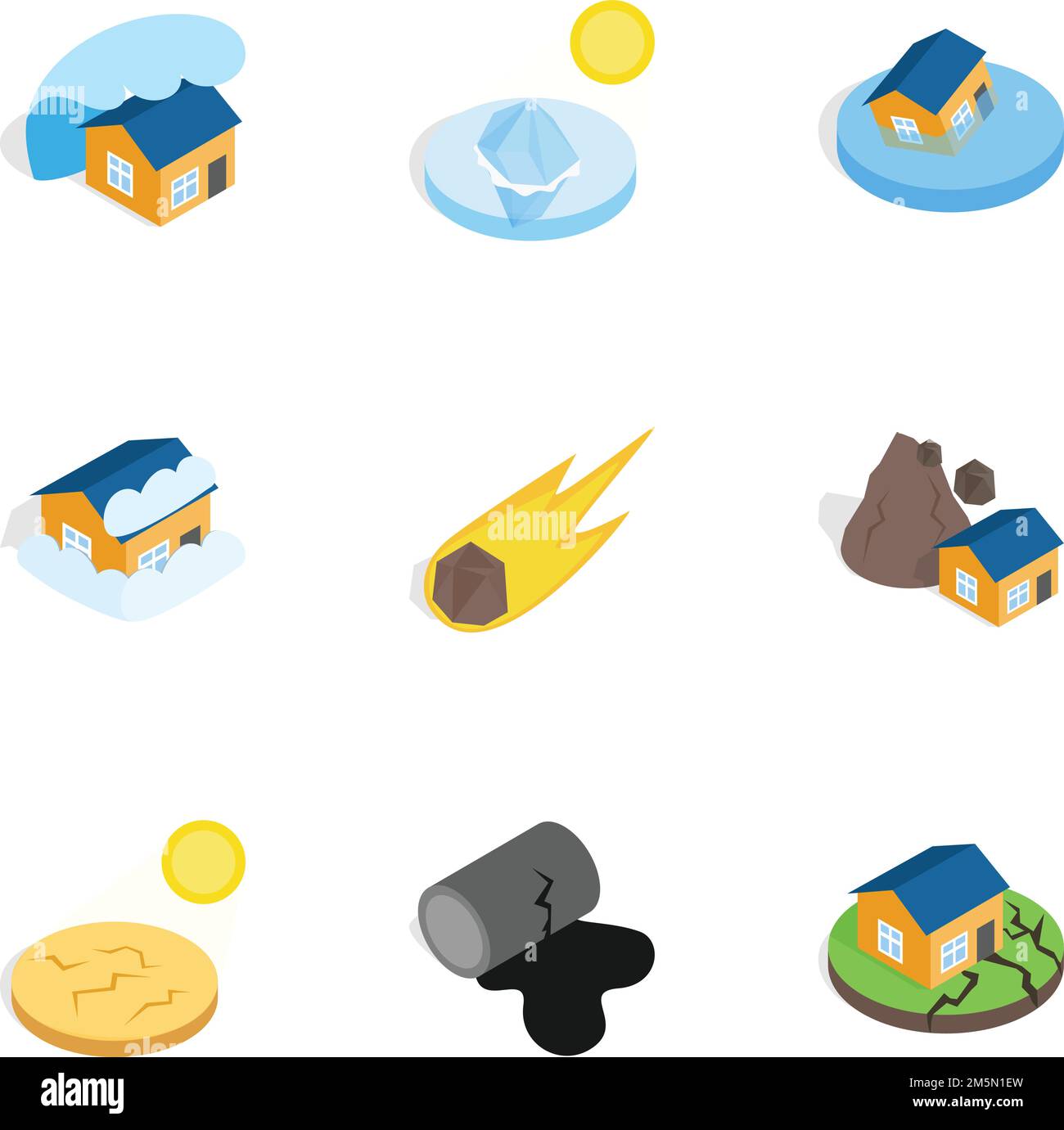 Natural disaster icons set. Isometric 3d illustration of 9 natural ... Natural disaster icons set. Isometric 3d illustration of 9 natural ...