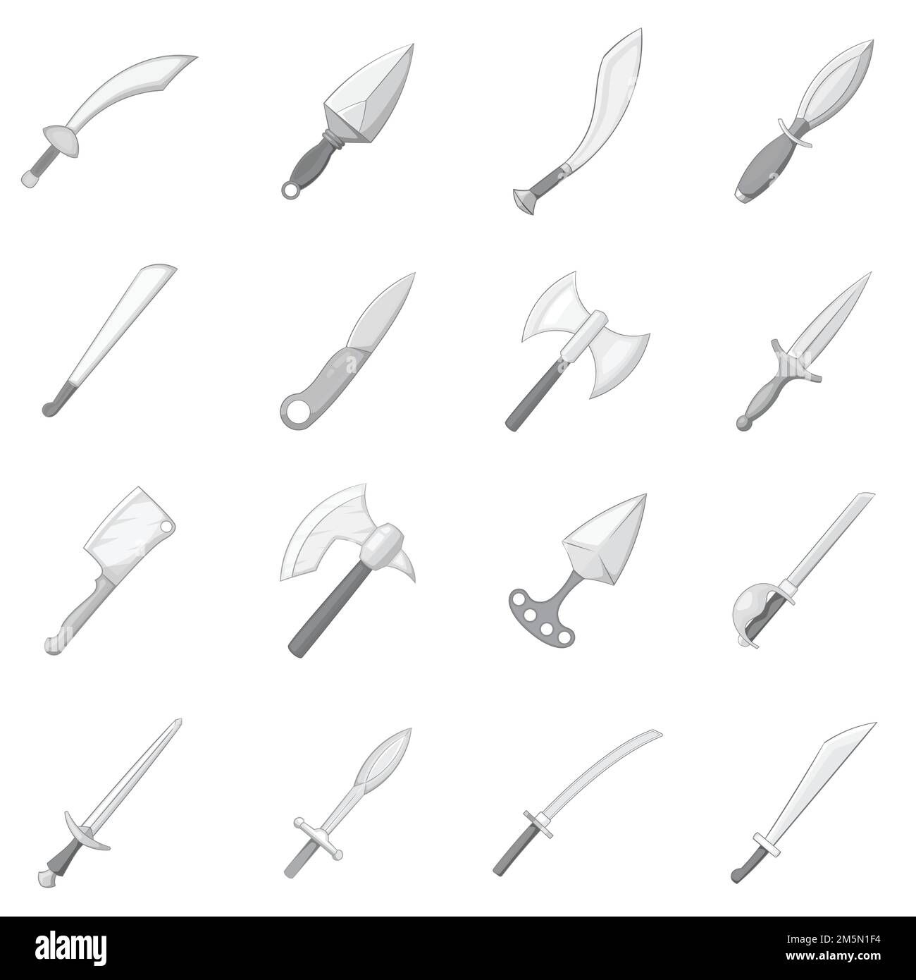 Steel arms icons set in monochrome style isolated on white background ...