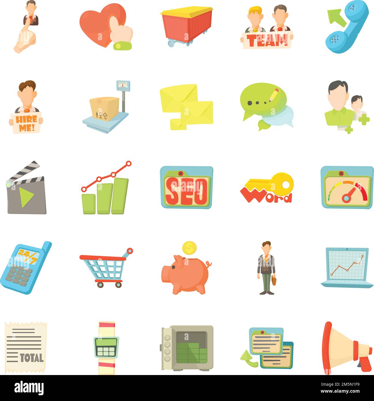 Bank account icons set. Cartoon set of 25 bank account vector icons for ...