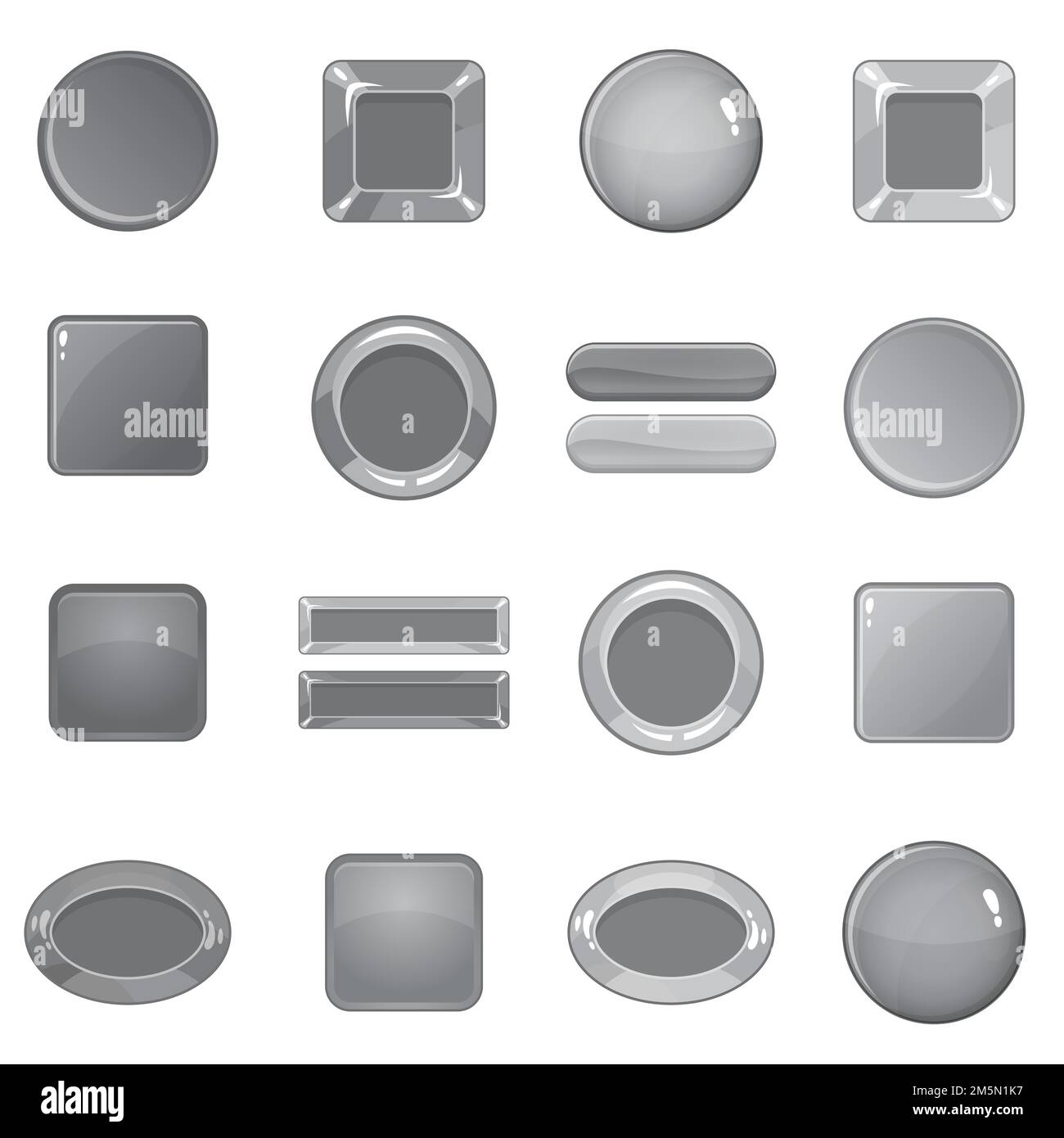 Blank web buttons icons set in monochrome style isolated on white ...