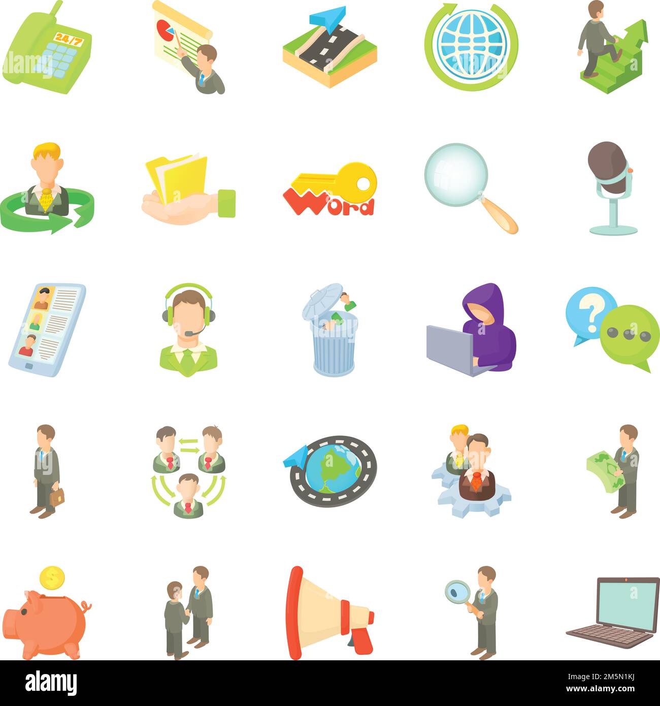 Bank officer icons set. Cartoon set of 25 bank officer vector icons for ...