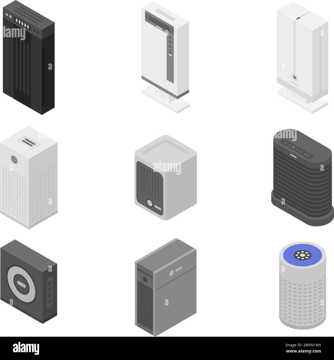 Air purifier icons set. Isometric set of air purifier vector icons for ...