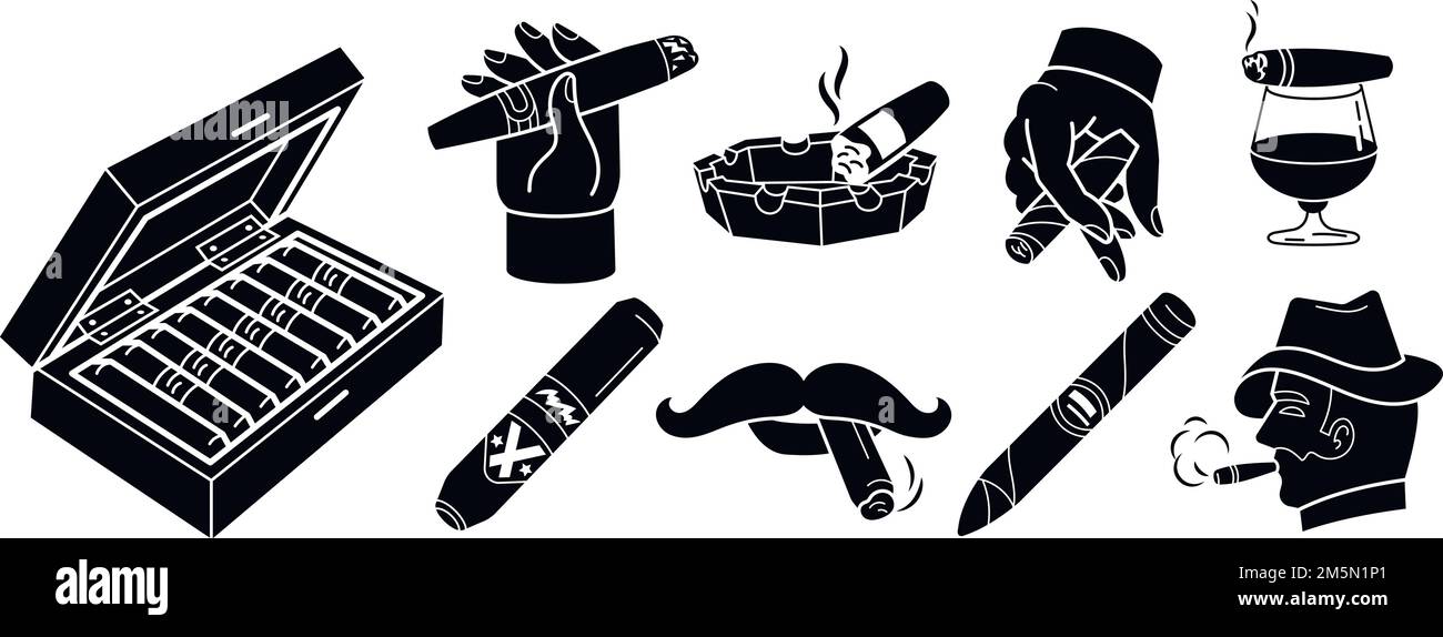 Cigar icons set. Simple set of cigar vector icons for web design on ...