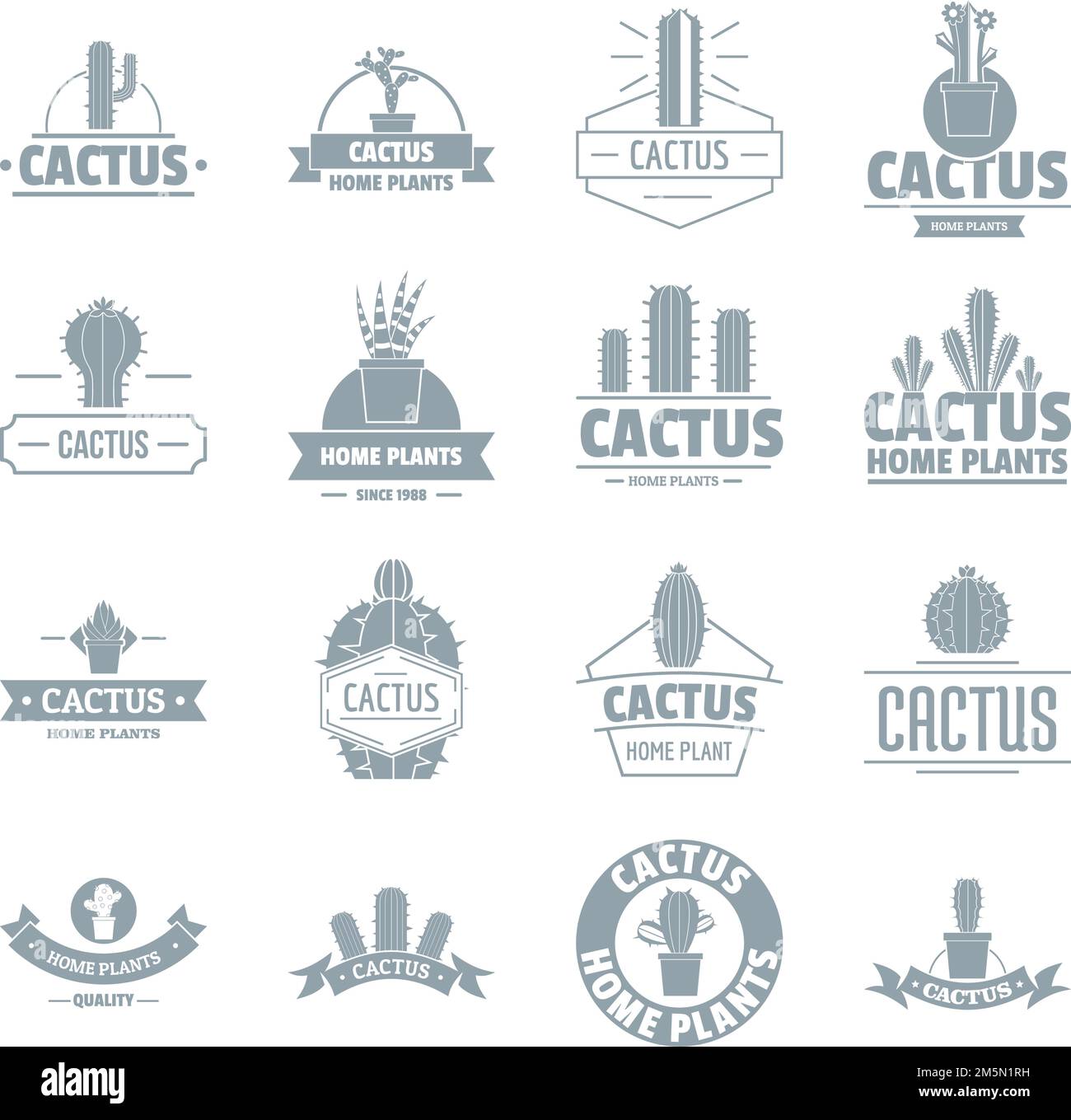 Cactus logo icons set. Simple illustration of 16 cactus logo vector ...