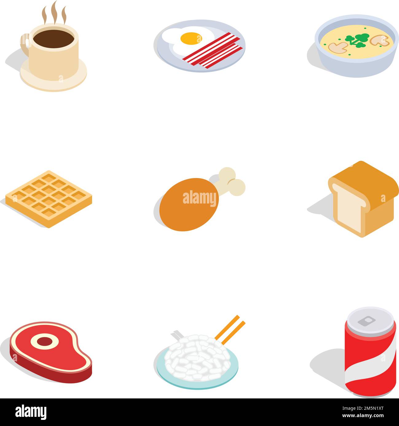 Food icons set. Isometric 3d illustration of 9 food vector icons for ...