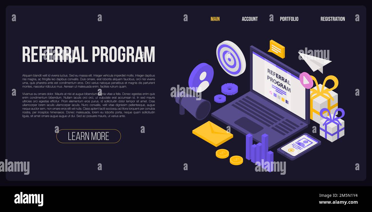 Referral program concept banner. Isometric illustration of referral ...