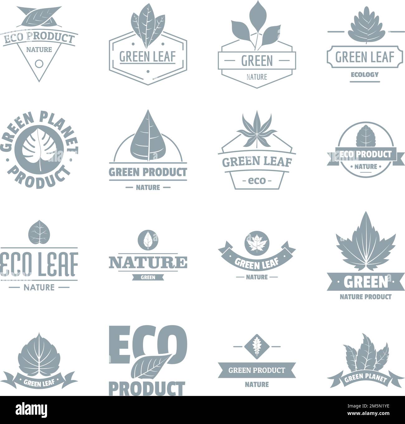 Eco leaf logo icons set. Simple illustration of 16 eco leaf logo vector ...