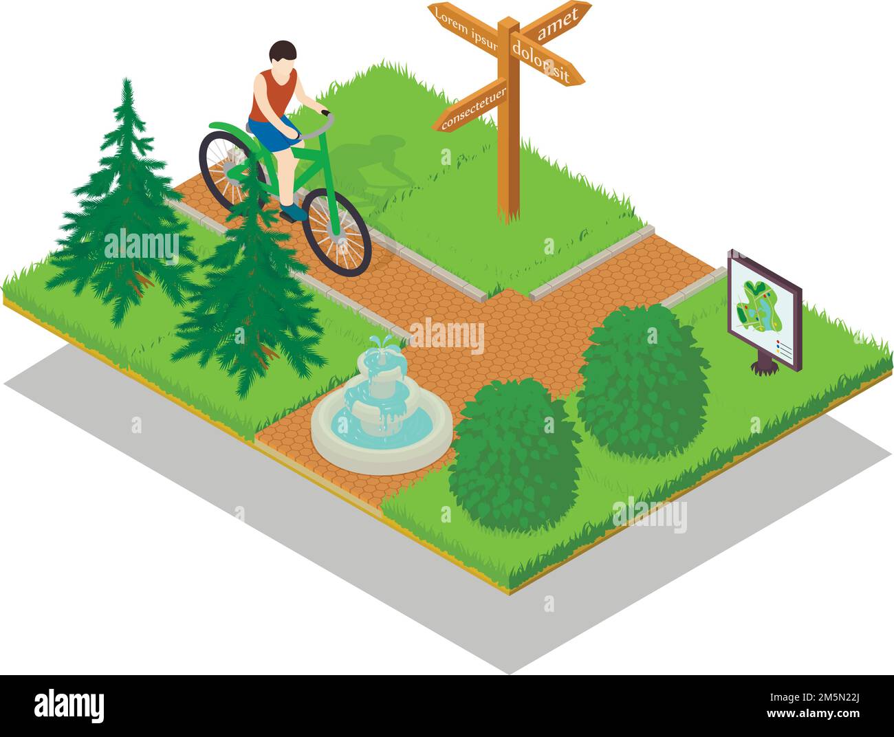 Bicycle path concept banner. Isometric banner of bicycle path vector ...