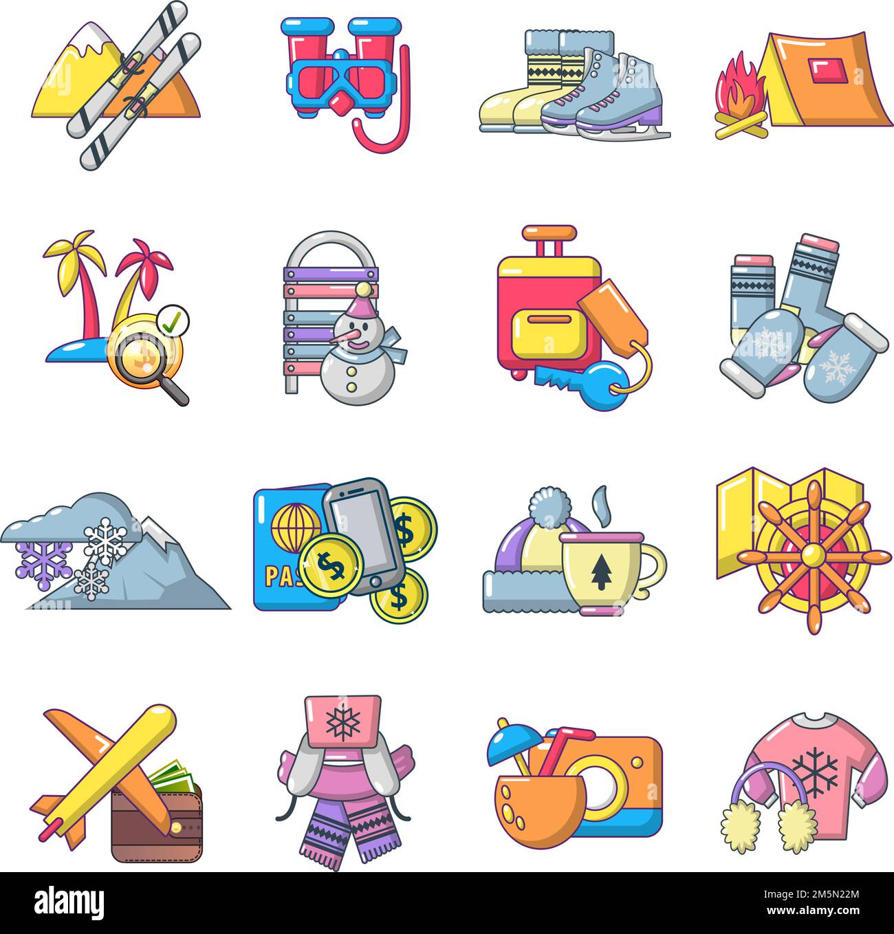Recreational activity icons set. Cartoon set of 16 recreational ...