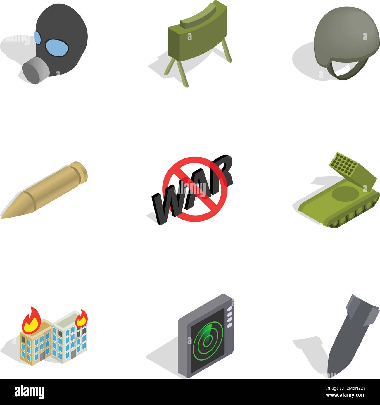 Weapons icons set. Isometric 3d illustration of 9 weapon vector icons ...