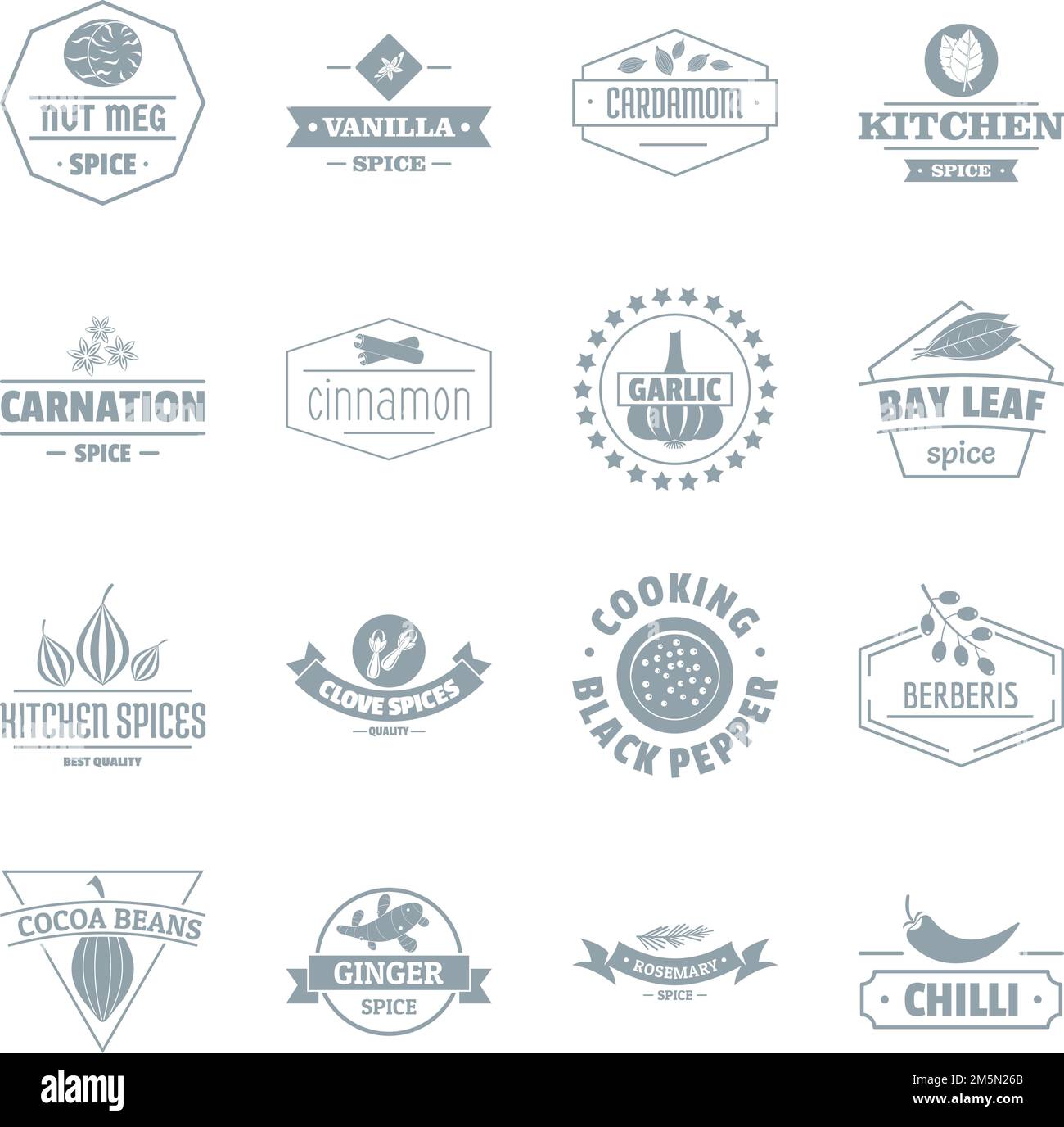 Spice logo icons set. Simple illustration of 16 spice logo vector icons ...