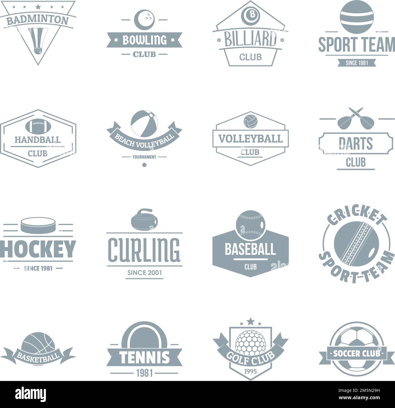 Sport balls logo icons set. Simple illustration of 16 sport balls logo ...