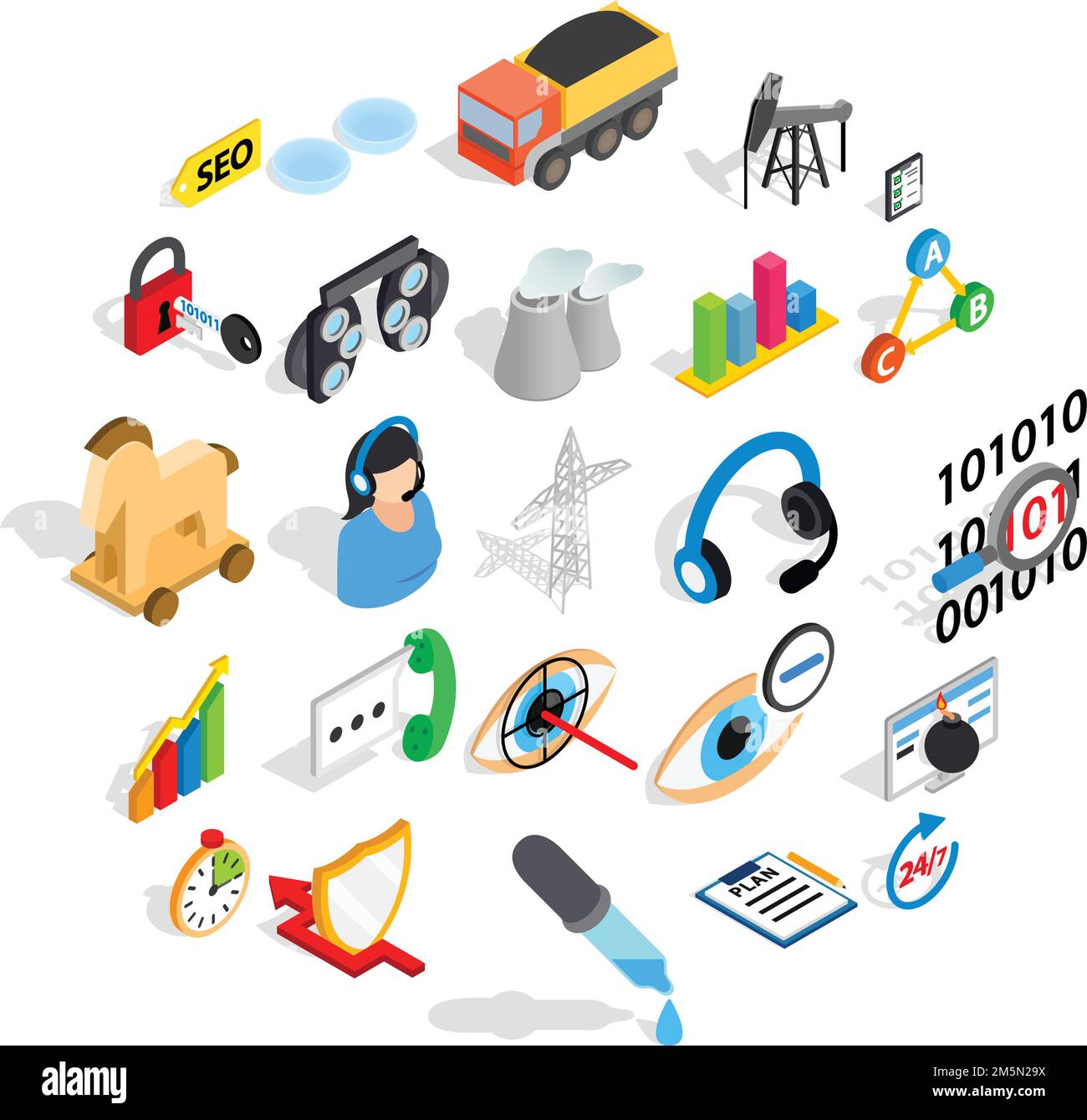 Future icons set. Isometric set of 25 future vector icons for web ...