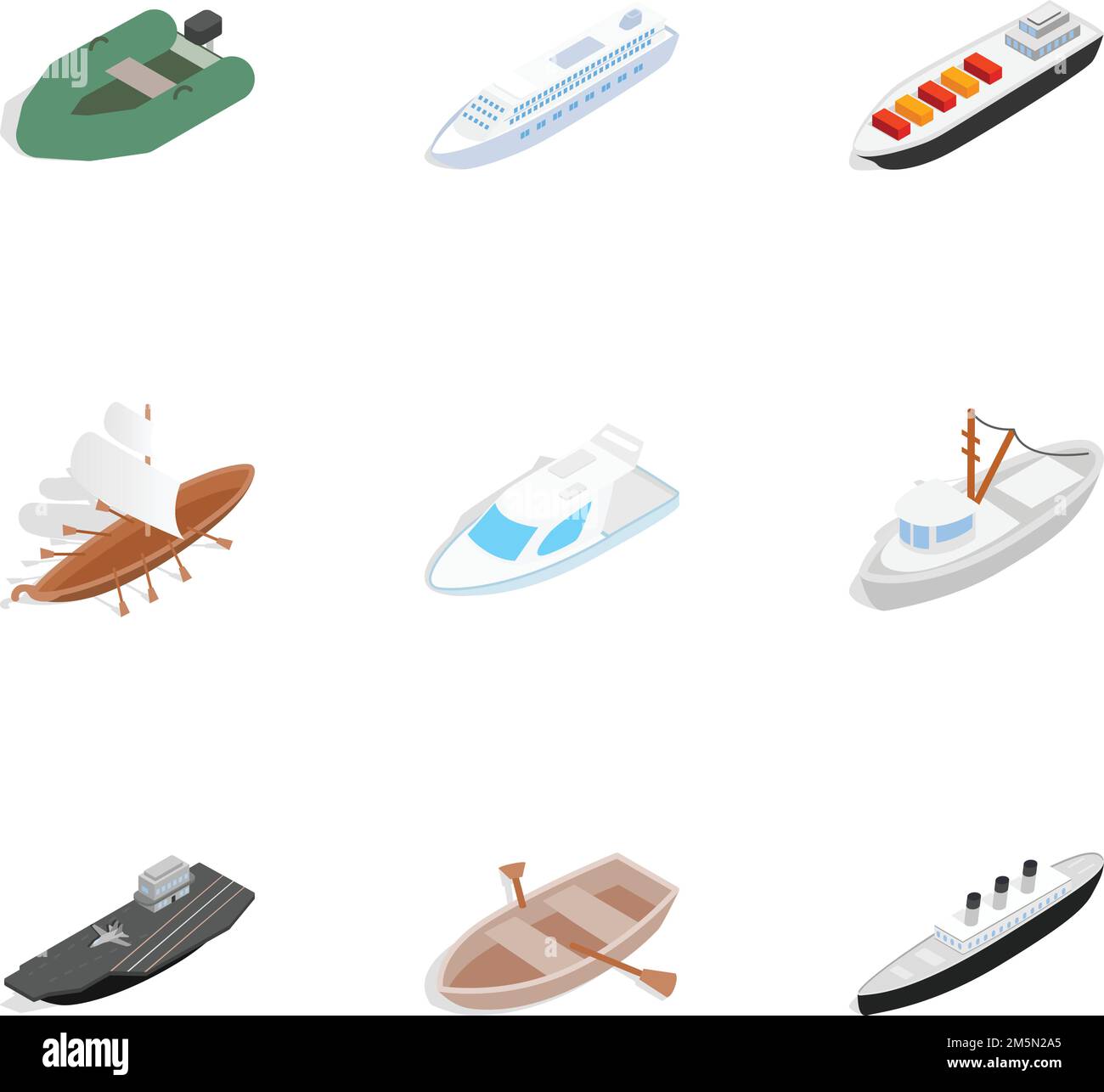Sailing icons set. Isometric 3d illustration of 9 sailing vector icons ...