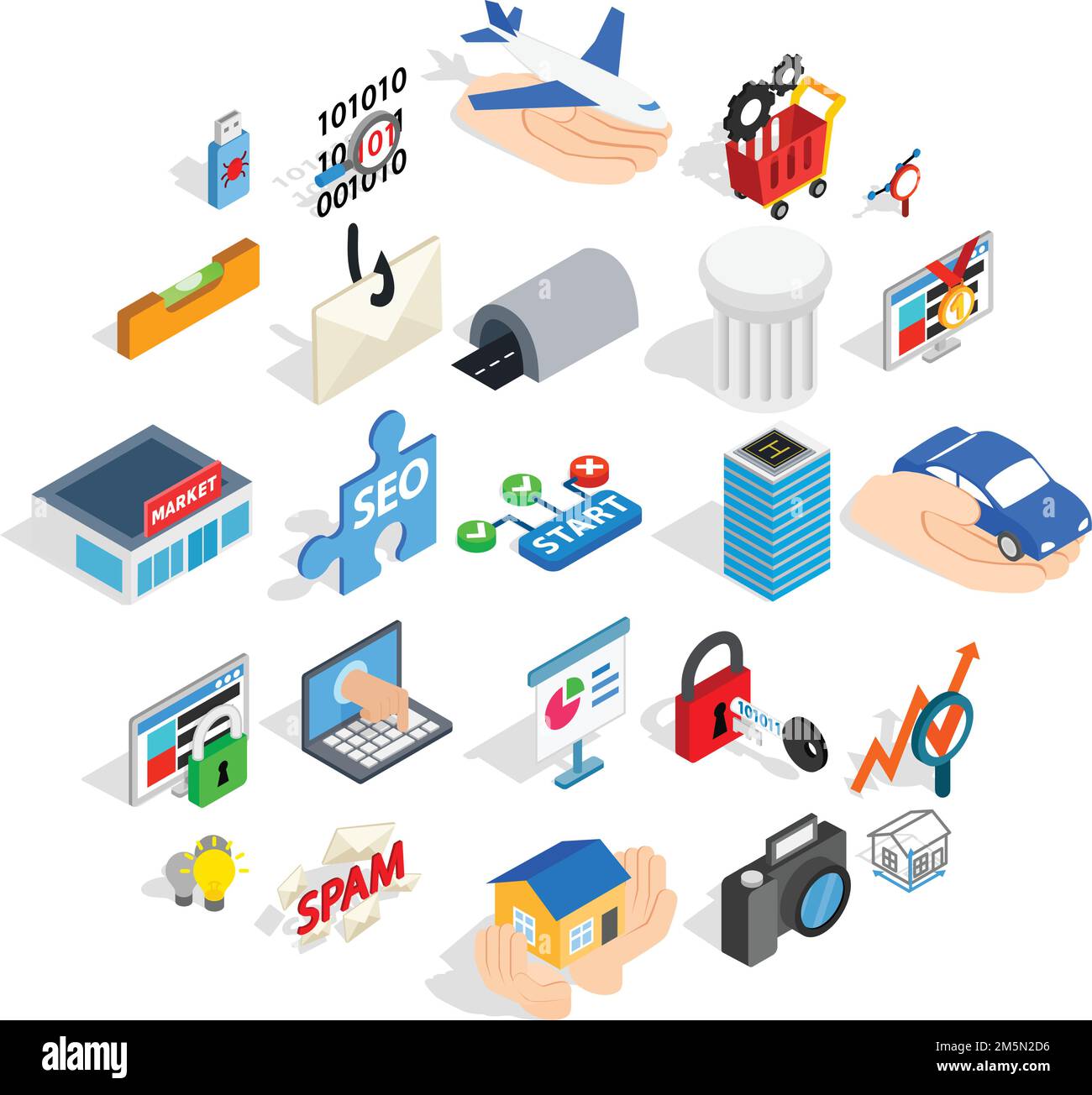 Web interface icons set. Isometric set of 25 web interface vector icons ...