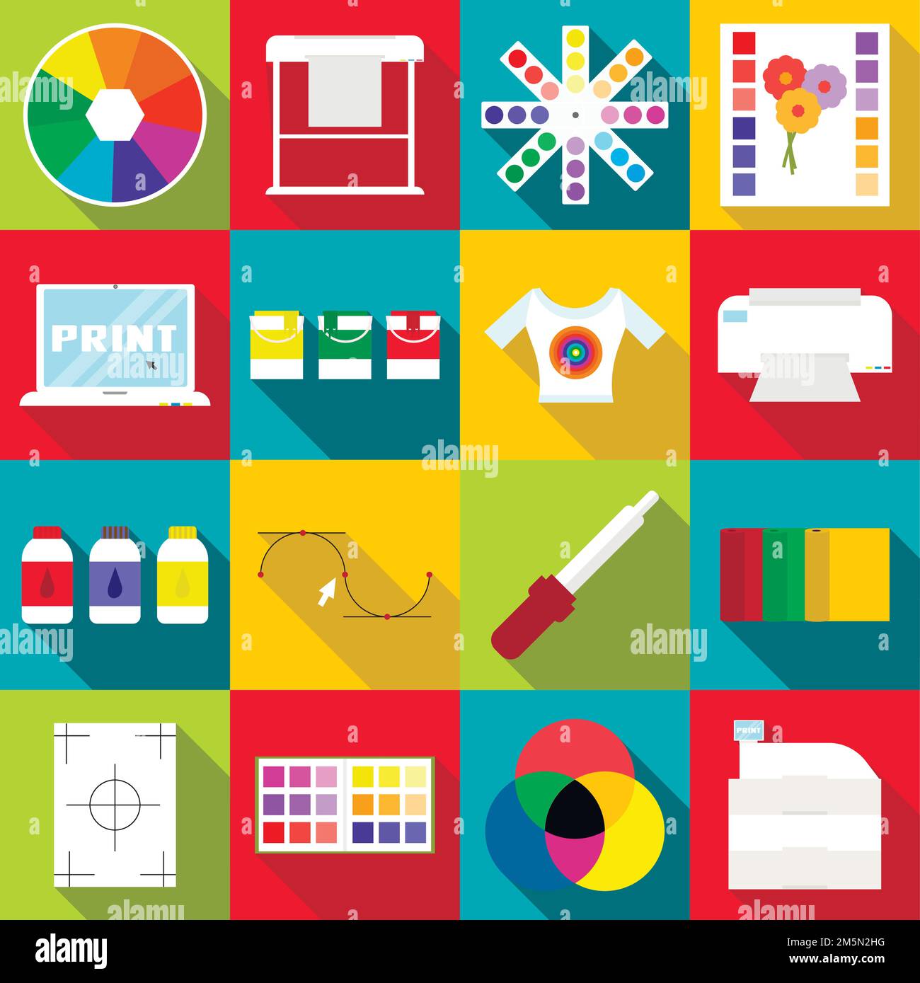 Print items icons set. Flat illustration of 16 print items vector icons ...
