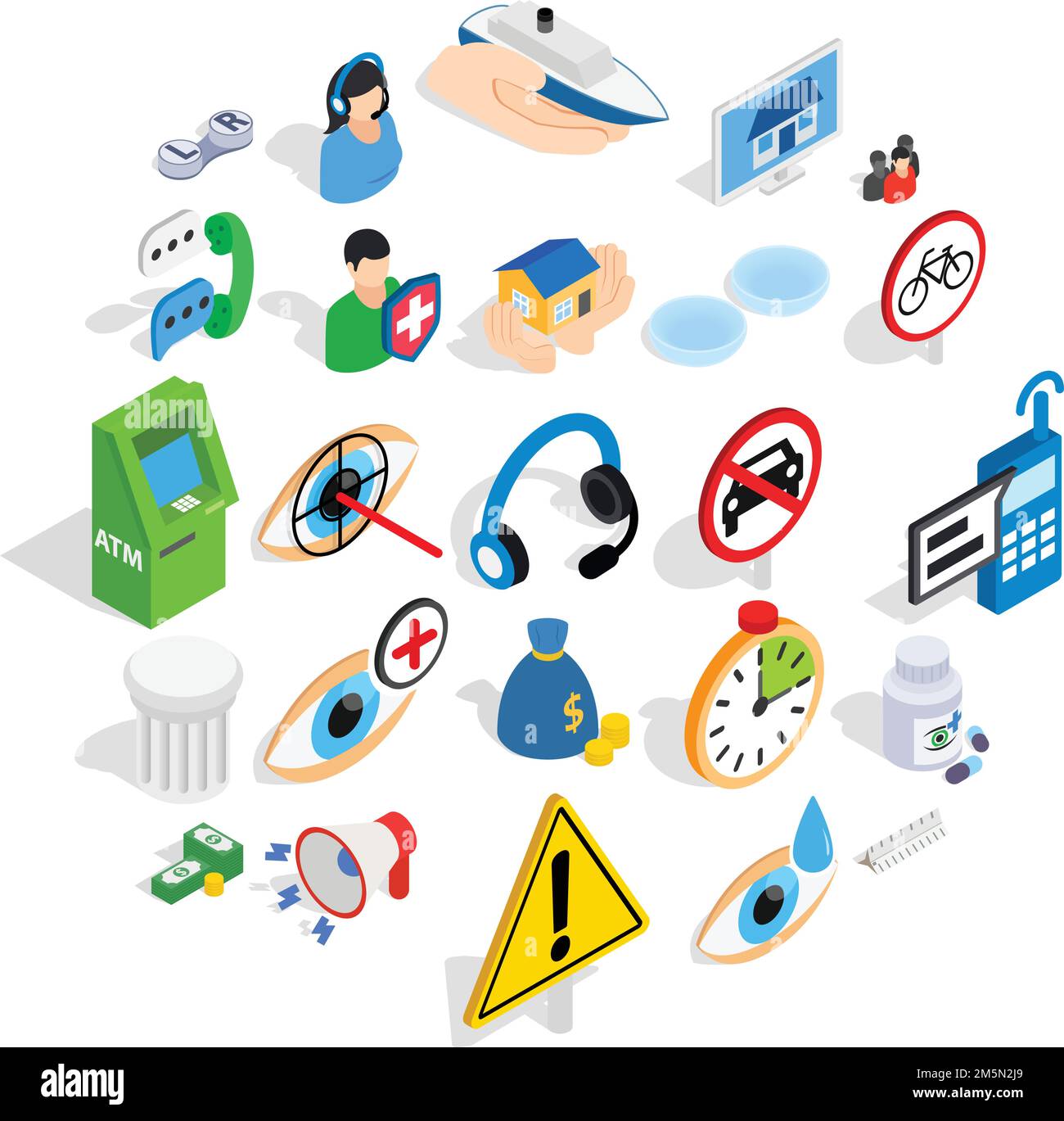 Concern icons set. Isometric set of 25 concern vector icons for web ...