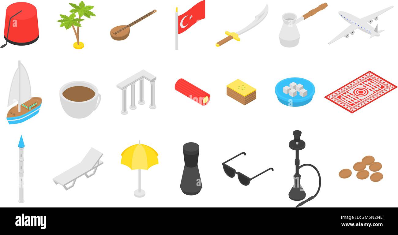 Turkey country icons set. Isometric set of turkey country vector icons for web design isolated ...