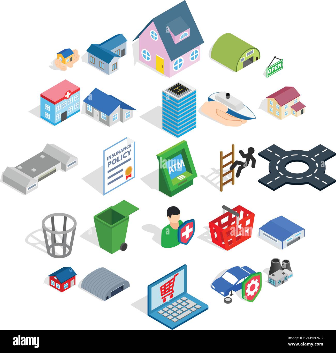 Town hall icons set. Isometric set of 25 town hall vector icons for web ...