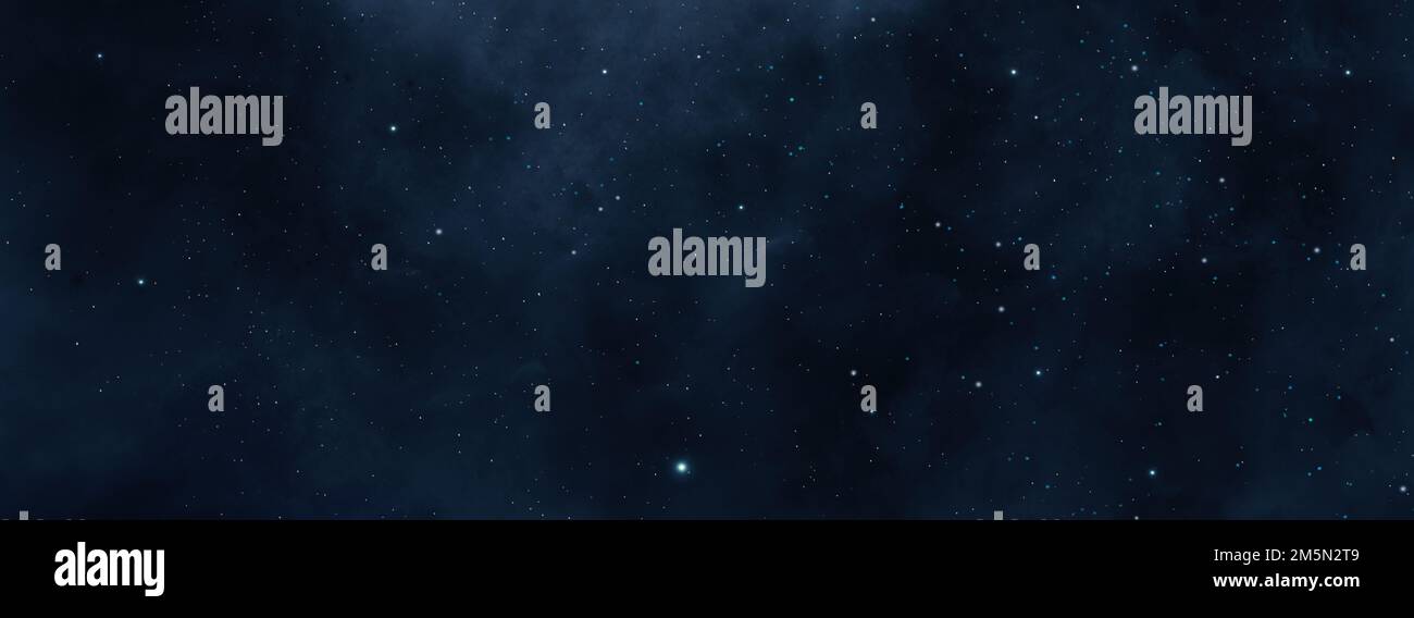 Space panoramic background. Blue nebula with star field. Digital ...