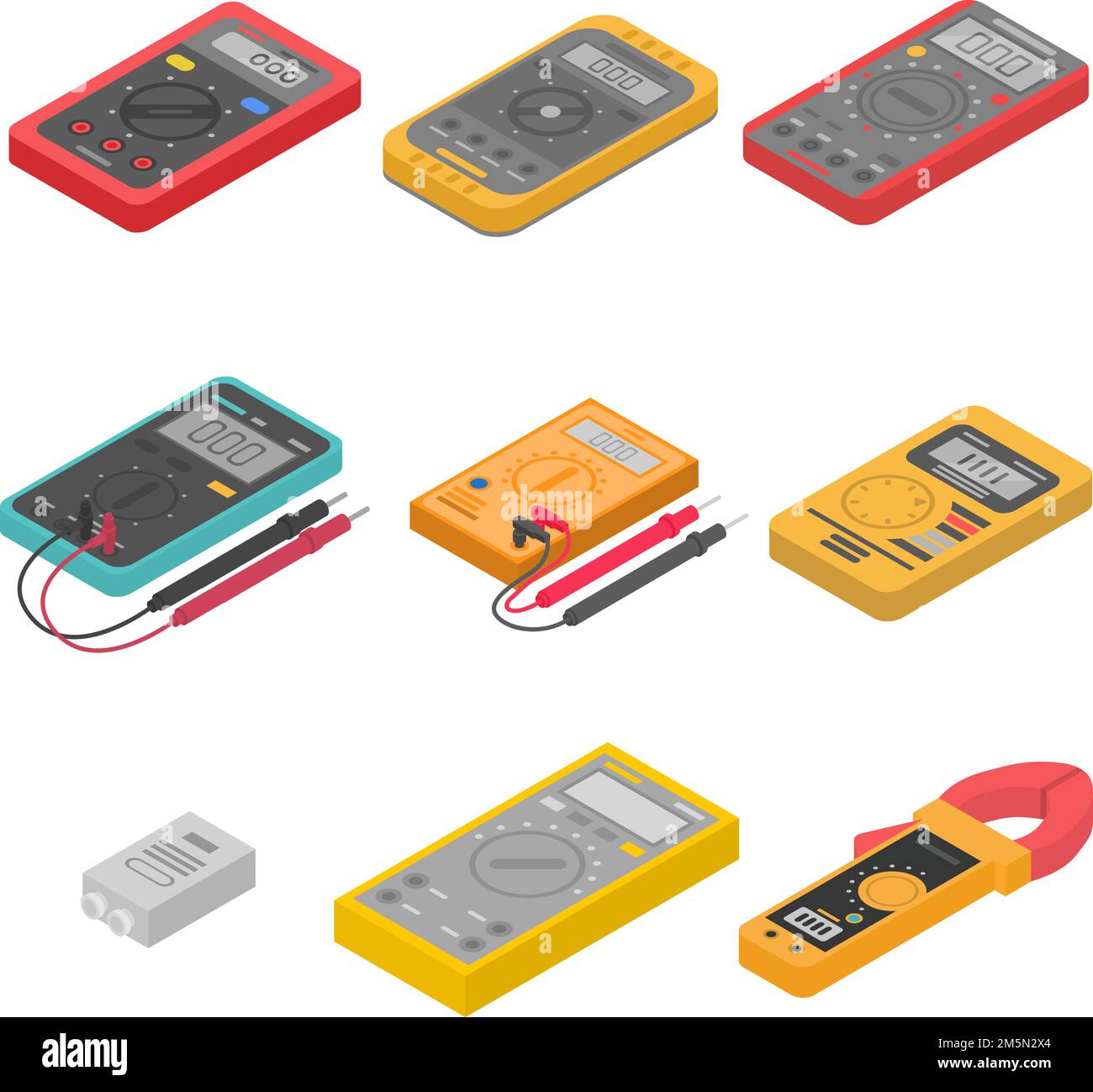 Multimeter icons set. Isometric set of multimeter vector icons for web ...