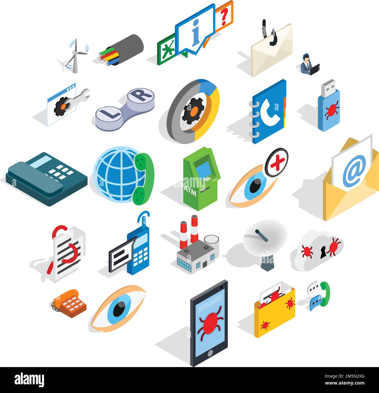 High tech icons set. Isometric set of 25 high tech vector icons for web ...