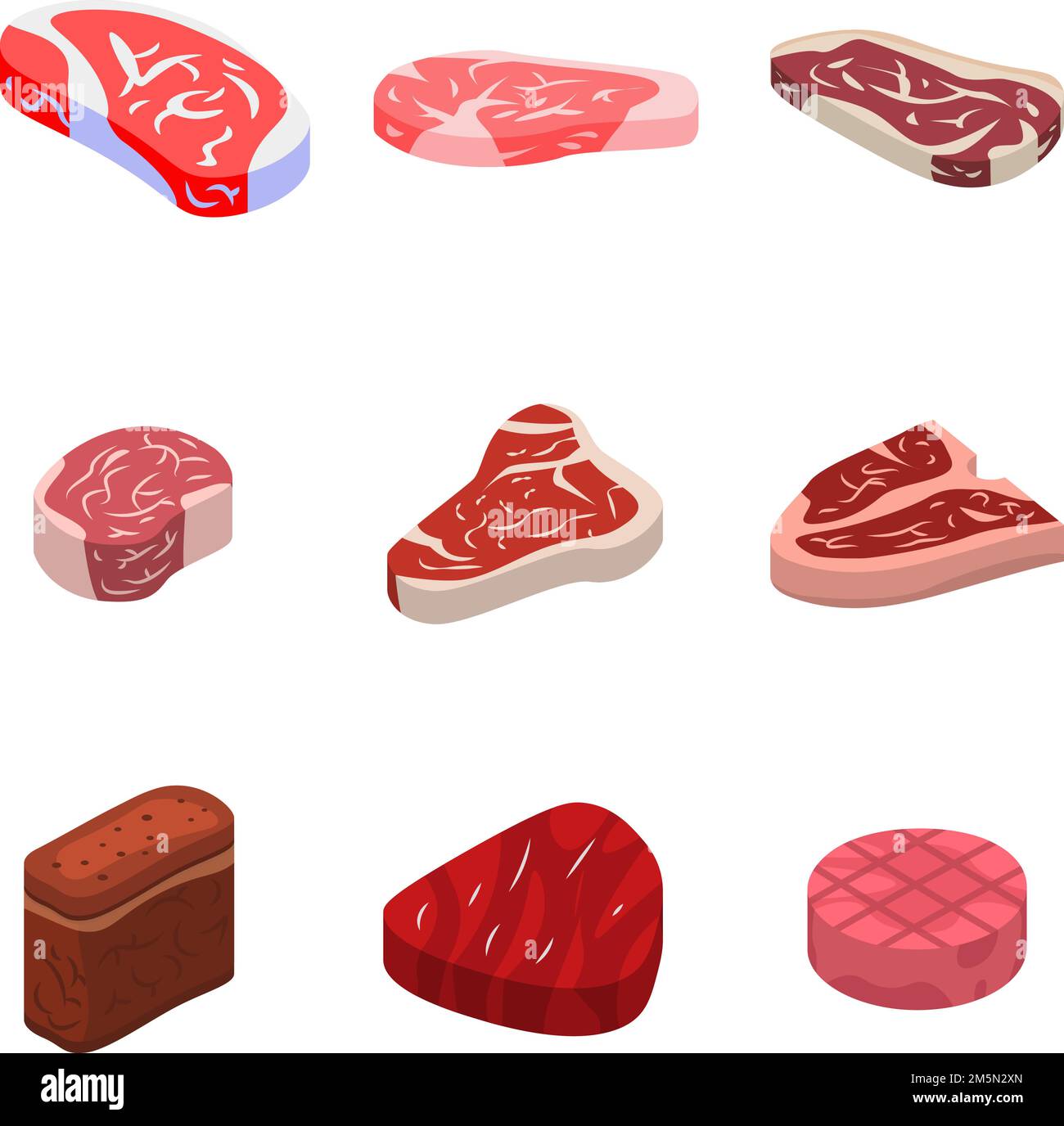 Steak icons set. Isometric set of steak vector icons for web design ... Steak icons set. Isometric set of steak vector icons for web design ...