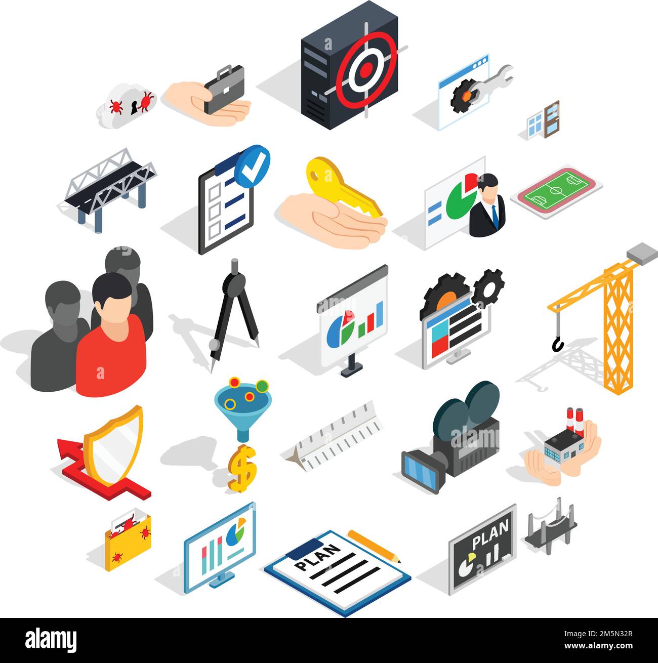 Interface icons set. Isometric set of 25 interface vector icons for web ...