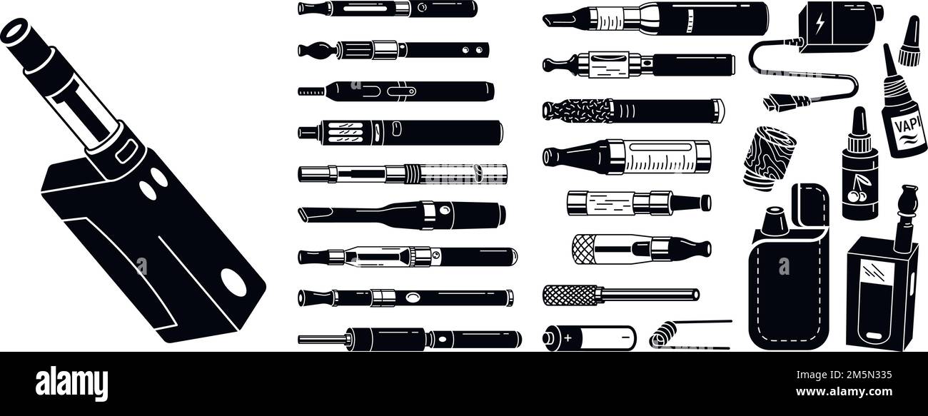 Electronic cigarette icons set. Simple set of electronic cigarette ...