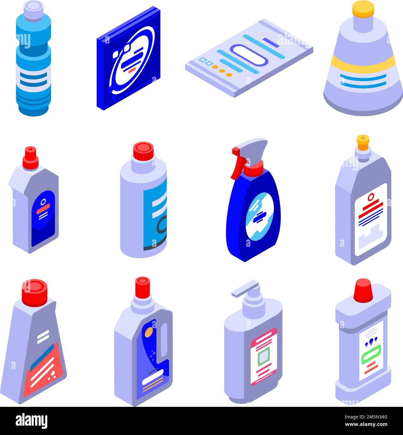 Bleach icons set. Isometric set of bleach vector icons for web design ...