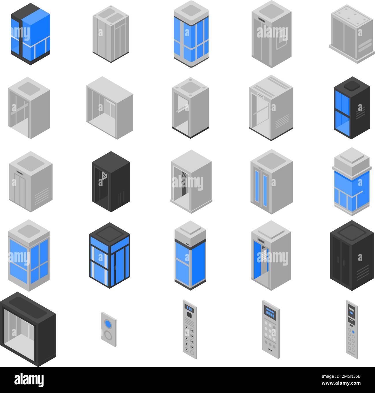Elevator icons set. Isometric set of Elevator vector icons for web ...