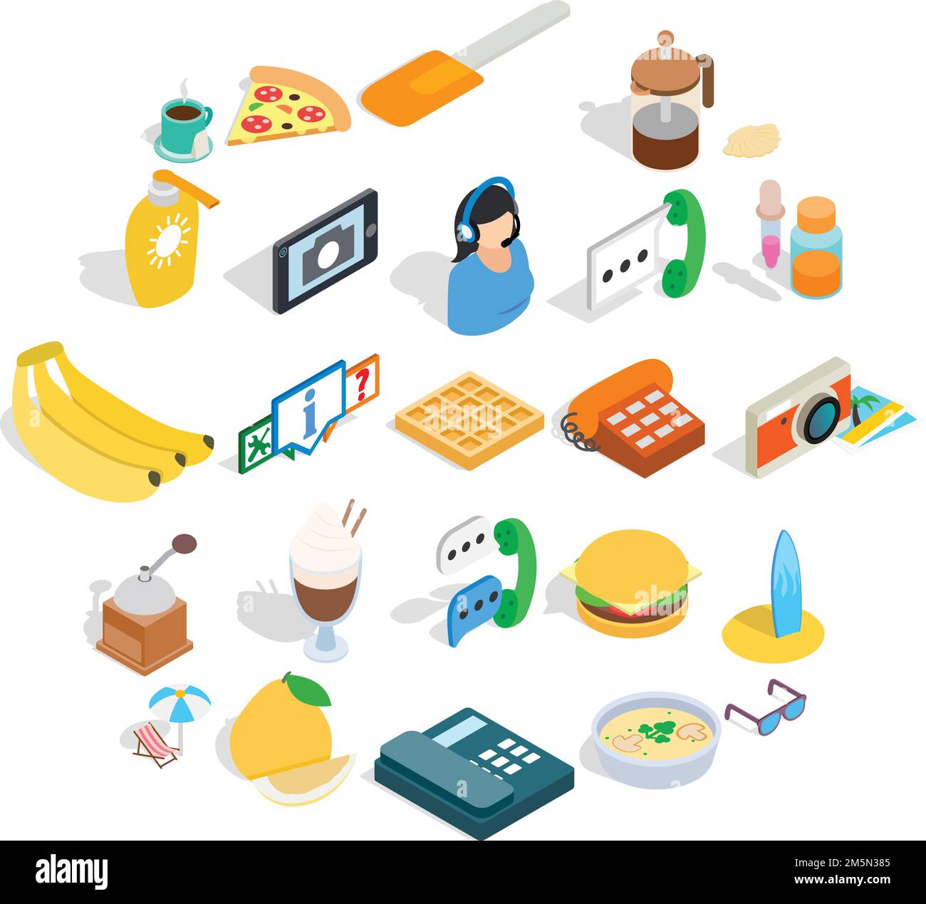 Brunch icons set. Isometric set of 25 brunch vector icons for web ...