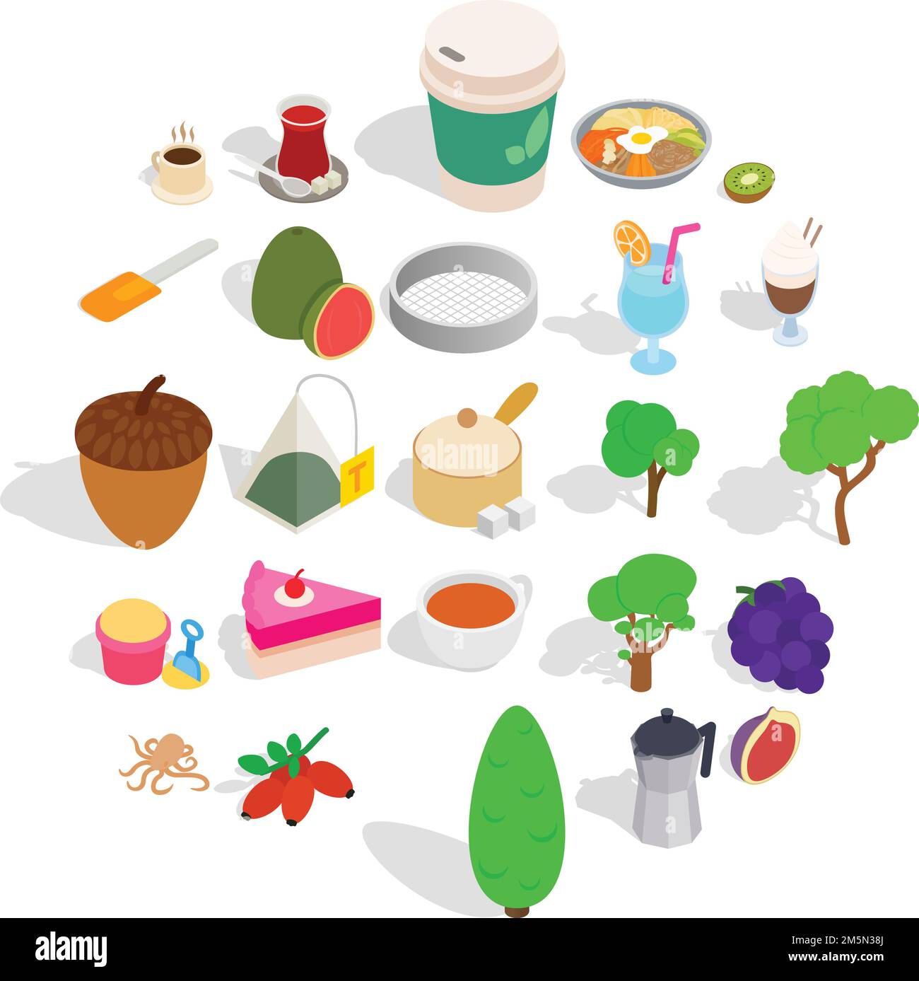 Drinking tea icons set. Isometric set of 25 drinking tea vector icons ...