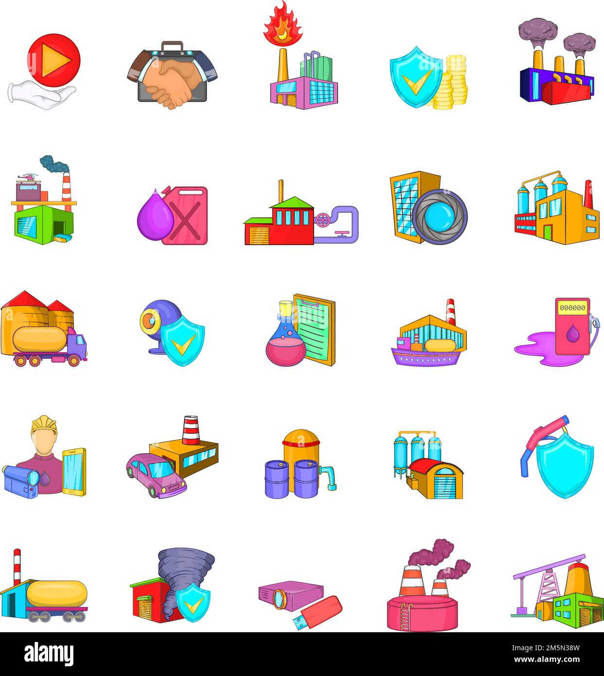Oil production icons set. Cartoon set of 25 oil production vector icons ...
