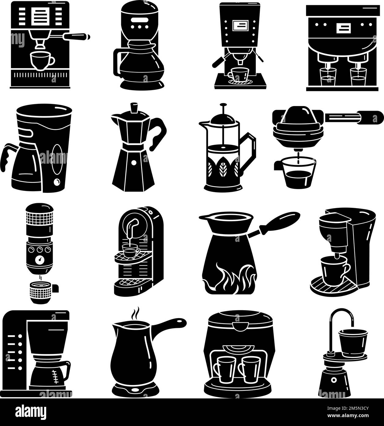Coffee maker icons set. Simple set of coffee maker vector icons for web ...
