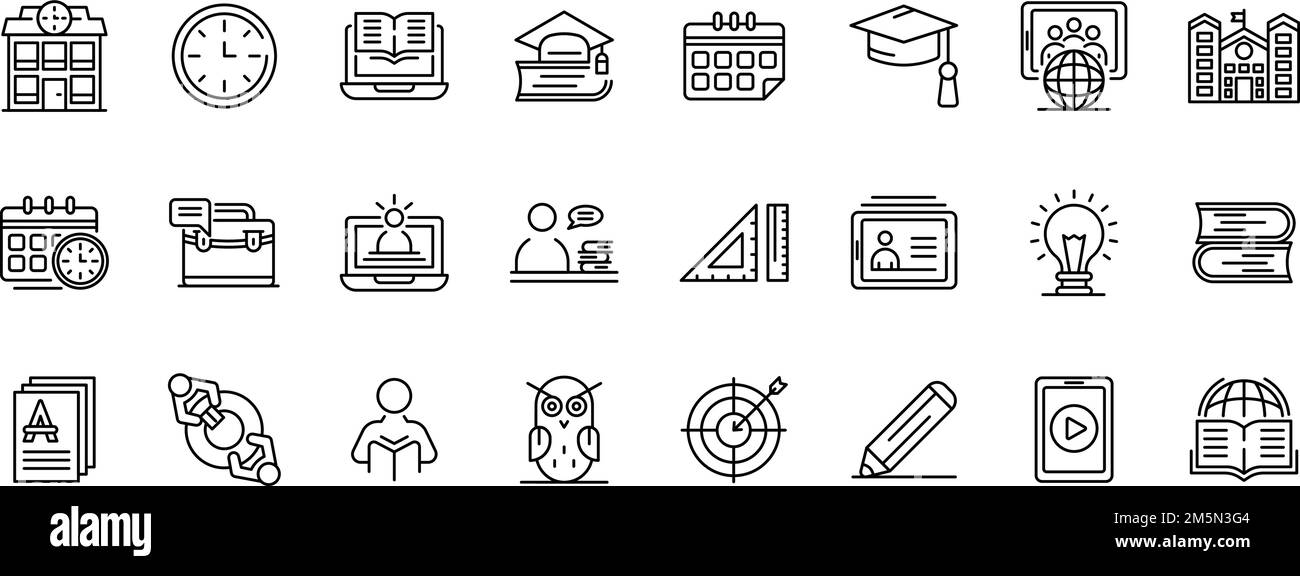 Tutor icons set. Outline set of tutor vector icons for web design ...
