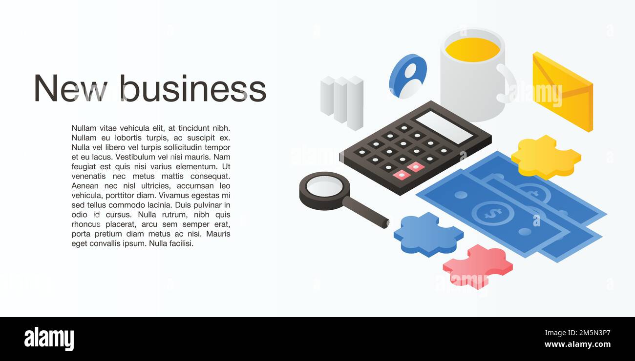 New business concept banner. Isometric illustration of new business ...