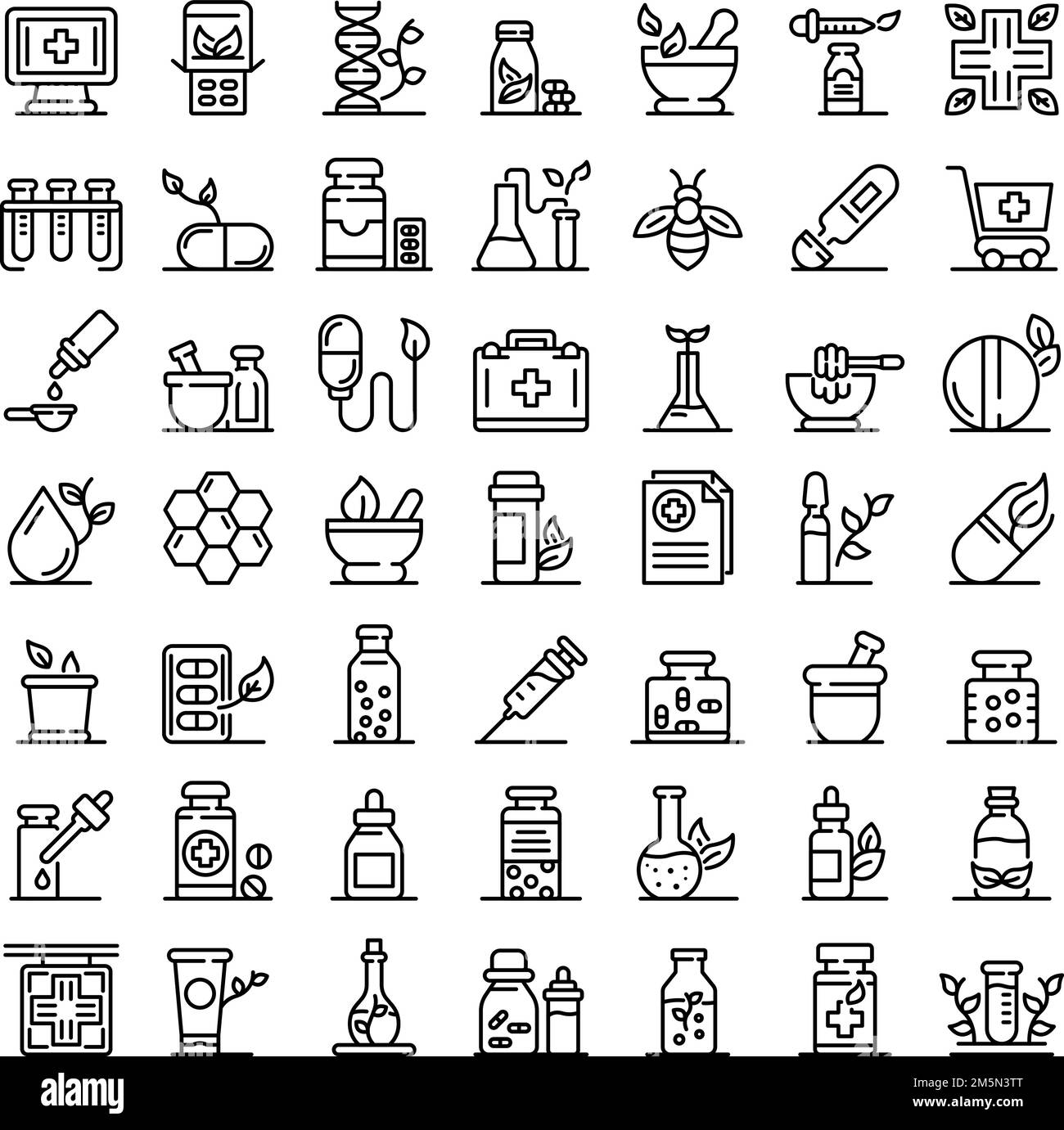 Homeopathy icons set. Outline set of homeopathy vector icons for web ...