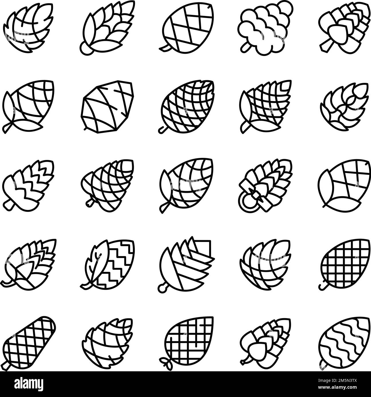 Pine cone icons set. Outline set of pine cone vector icons for web ...