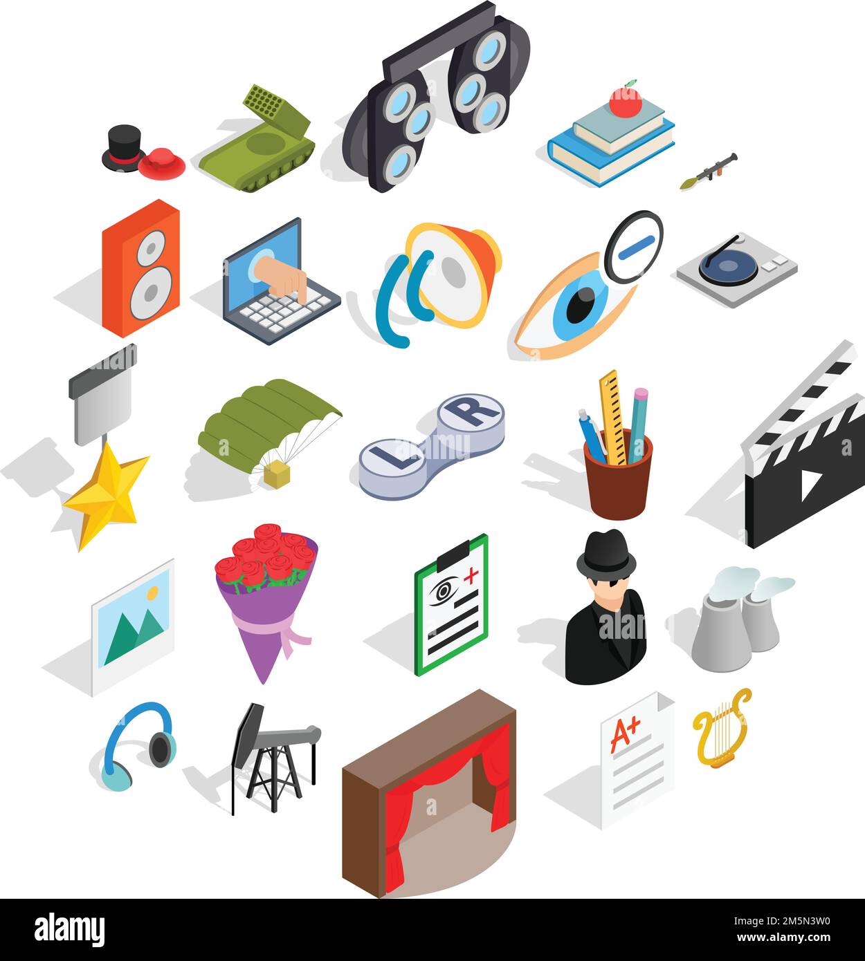 Functioning icons set. Isometric set of 25 functioning vector icons for ...