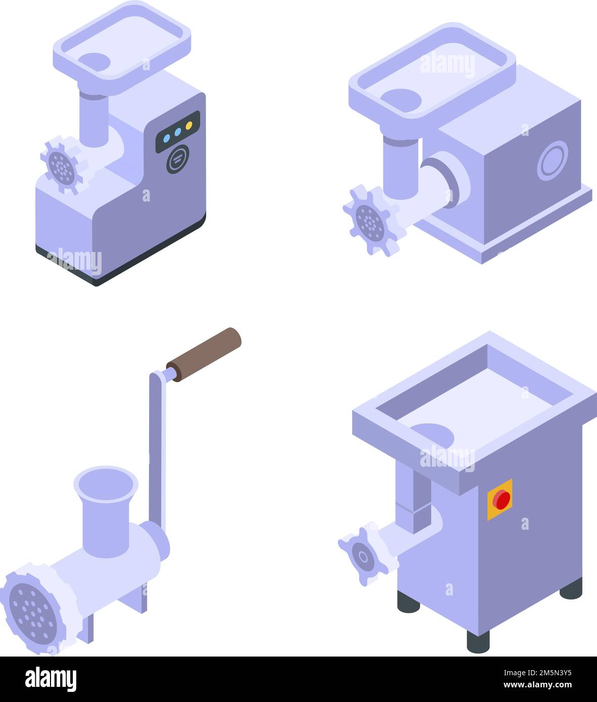 Meat grinder icons set. Isometric set of meat grinder vector icons for ...