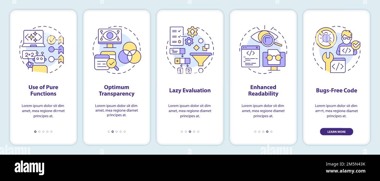 Functional Programming Benefits Onboarding Mobile App Screen Stock Vector Image And Art Alamy