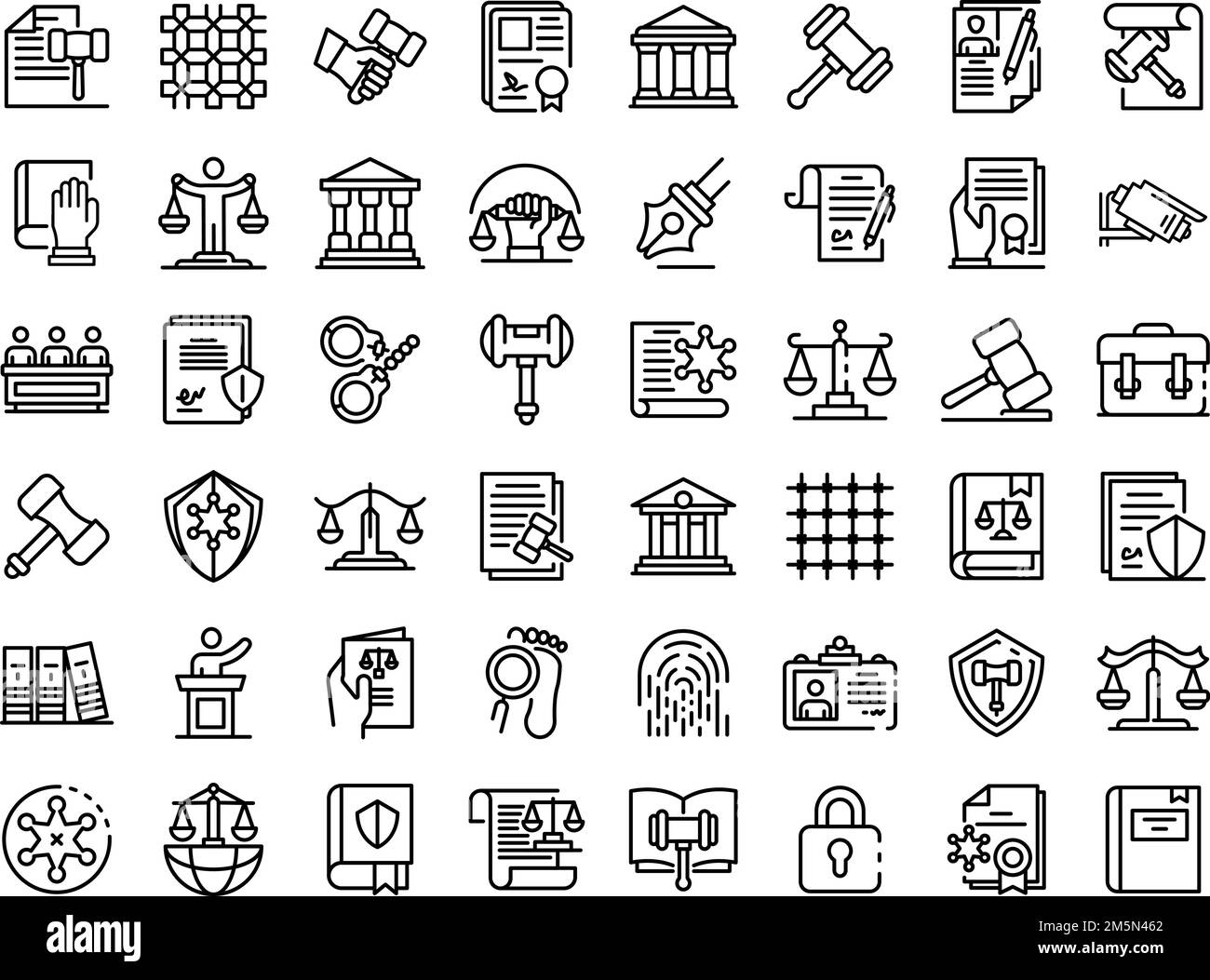 Justice icons set. Outline set of justice vector icons for web design ...